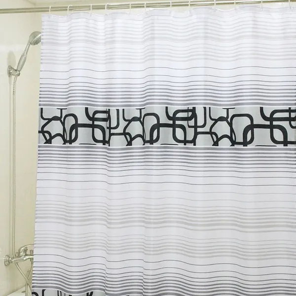 Badeforhæng - sorte firkanter - Røverkøb Farvehandel