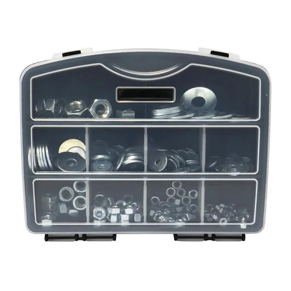 Sortimentskasse m. skiver og møtrikker 216 stk. - Røverkøb Farvehandel